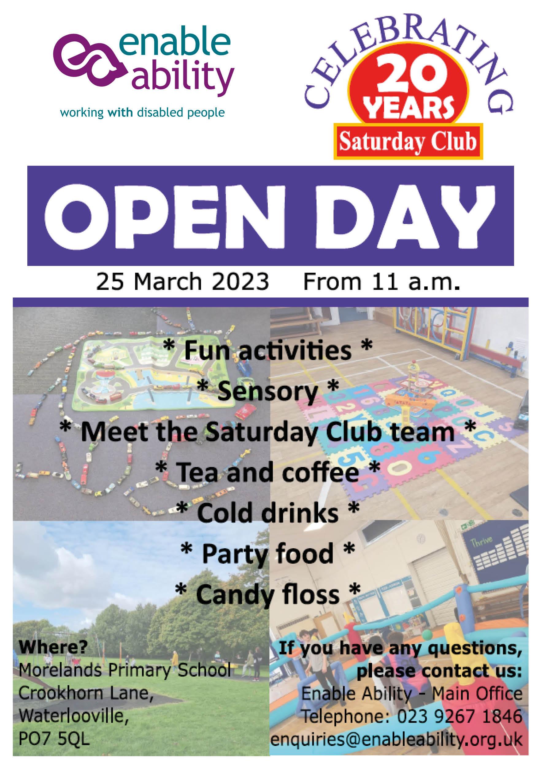 Saturday Club Celebrating 20 Years – Open Day - Enable Ability